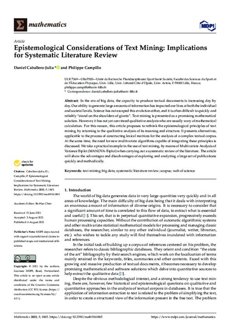 pdf epistemological considerations of text mining implications for