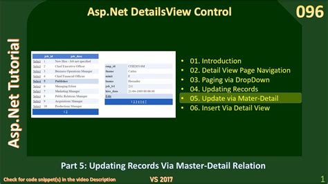 Asp Net Detailsview Part 5 Update Records Via Master Details Asp Net Tutorial 96 Youtube