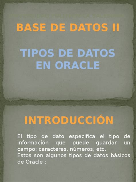 Tipos De Datos En Oracle Pdf Tipo De Datos Cadena Informática