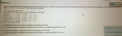 Solved Based On The Output Below From Regression Analysis