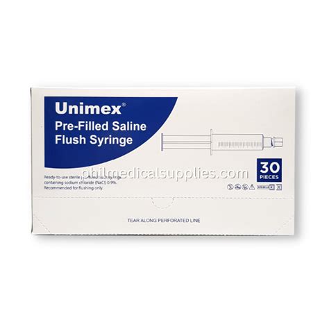 Pre Filled Saline Flush Syringe 10cc Unimex 30s Philippine