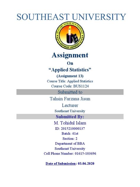 assignment applied statistics pdf null hypothesis normal