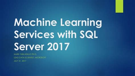 Machine Learning Services Sql Server Kkii