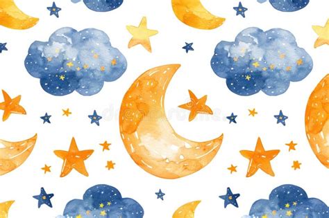 Beautiful Watercolor Illustration Of The Moon And Stars Ideal For Celestial Themed Designs