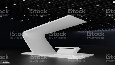 흰색 모형 템플릿 디자인 부스 전시 스탠드 디스플레이 이벤트 무역 박람회 전시 전시장 3d 렌더링 3차원 형태에 대한 스톡 사진