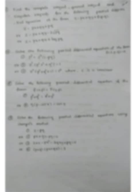 Solution Math Imp Questions Partial Deferential Equations And Integral