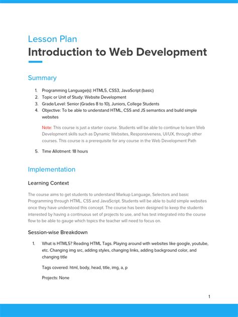 Introduction To Web Development 15 Sessions Pdf Html Element Html