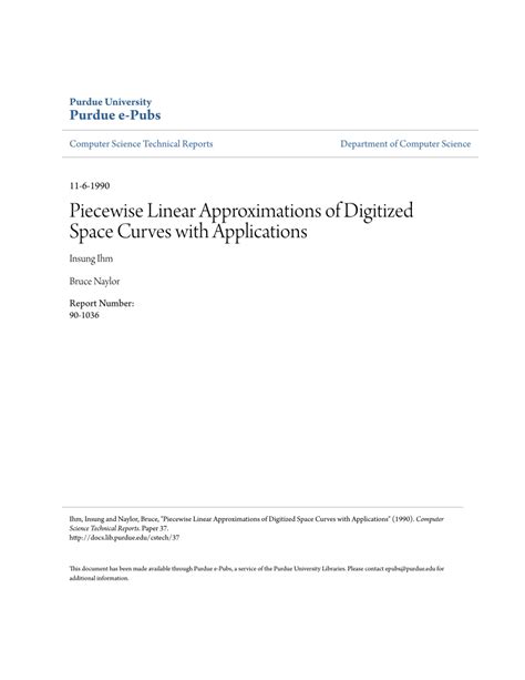 Pdf Piecewise Linear Approximations Of Digitized Space Curves With Applications