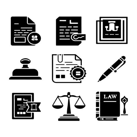 Legal Documents Set Of Web Icons In Line Style Document Linear Icons