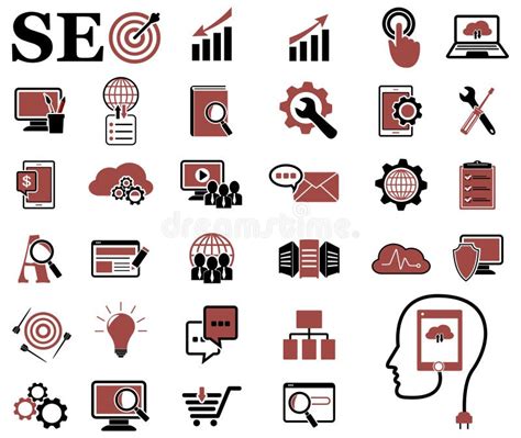Set Of 50 Seo And Development Web Icons In Line Style Contact Target Website Vector