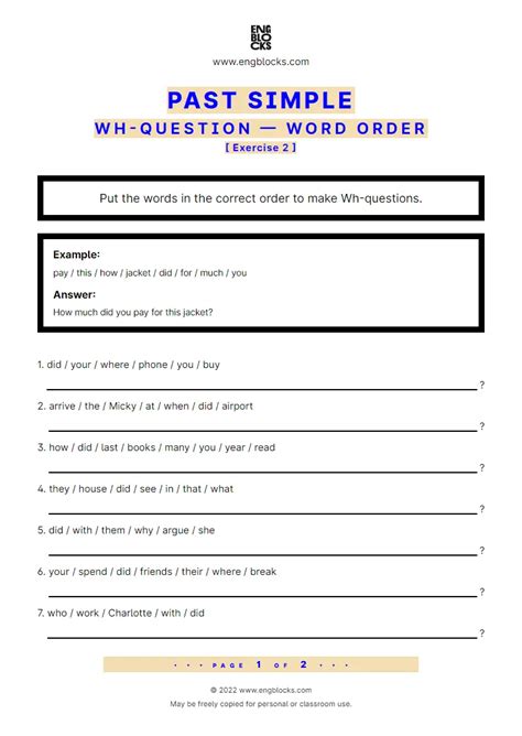 Wh Questions In Past Simple Examples - Design Talk