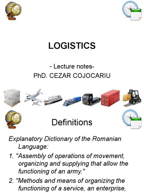 Logistics Lecture Notes Phd Cezar Cojocariu Download Free Pdf