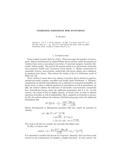 Complete Existence For Functions Complete Existence For Functions H Bhabha Abstract Let λ′