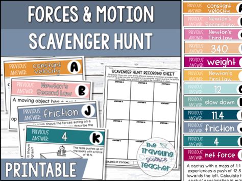 Forces And Motion Scavenger Hunt Activity Teaching Resources