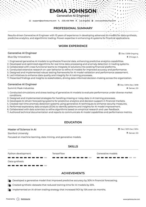 10 Generative Ai Engineer Resume Samples And Templates For 2025