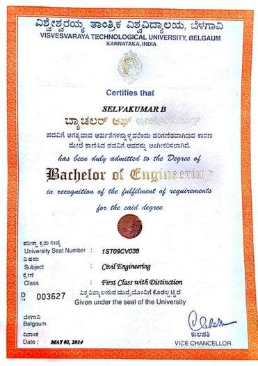 Vtu Degree Certificate Pdf