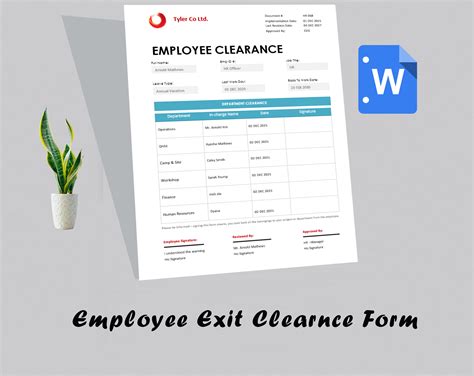 Employee Exit Clearance Form Template Eloquens