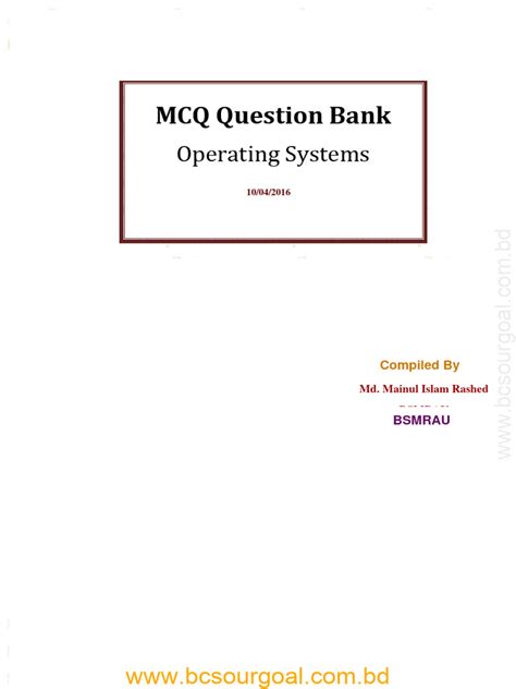 Mcq Bank Operating System Pdf Microsoft Windows Operating System