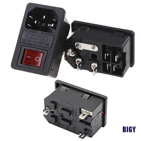 Red Light 10a 250vac Rocker Switch Power Rocker Fused Iec 3pin Connector Plug Beecost