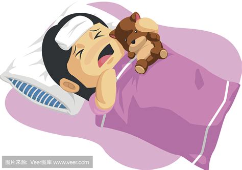 发烧卡通图片可爱女孩 发烧了 可爱卡通图 随意云