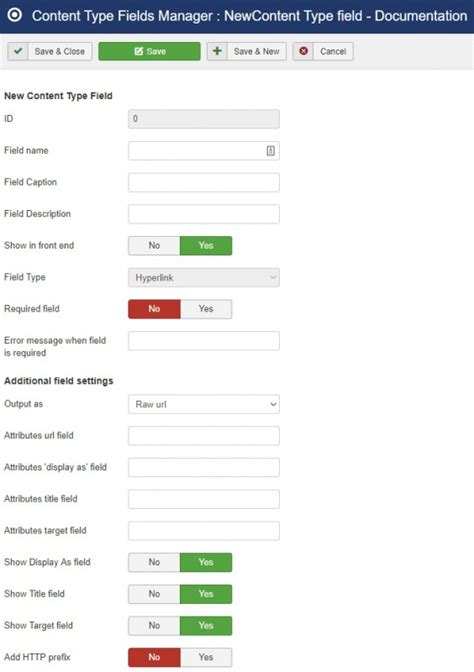 Hyperlink Field Documentation Form2content Joomla Cck