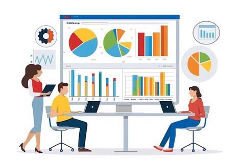 Premium Photo Vector Illustration Of Business Data Graph Analysis On