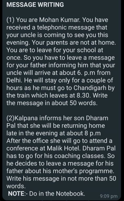 Please Help Me On Message Writing Class 8 Brainly In