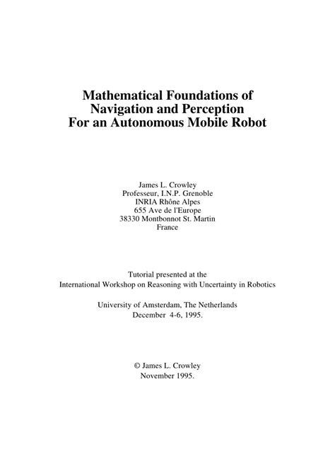 pdf mathematical foundations of navigation and perception for an