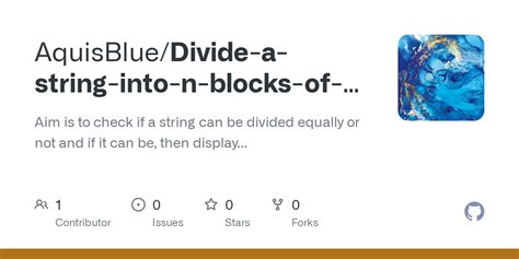 Divide A String Into N Blocks Of Equal Size In Java Divide Java At Master AquisBlue Divide A