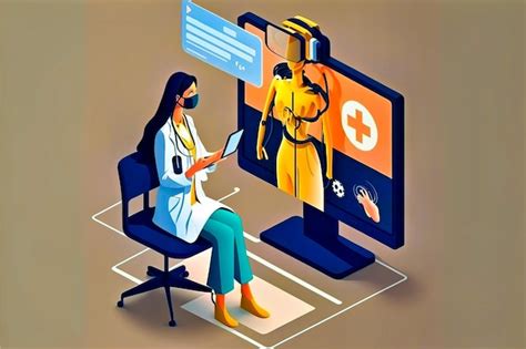 Premium Photo Woman In Lab Coat Sitting In Front Of Computer Screen