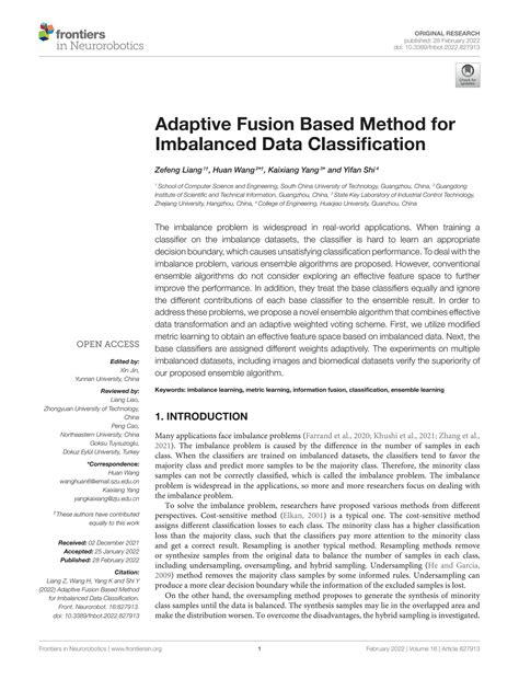 Solution Adaptive Fusion Based Method For Imbalanced Data