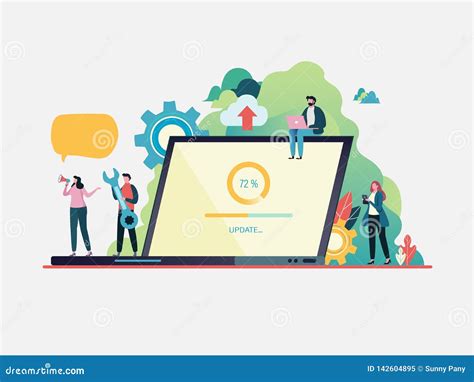 System Updates With People Updating Operation In Computing And