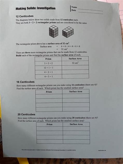 Solved 12 Centicubes The Diagrams Below Show Two Solids Made