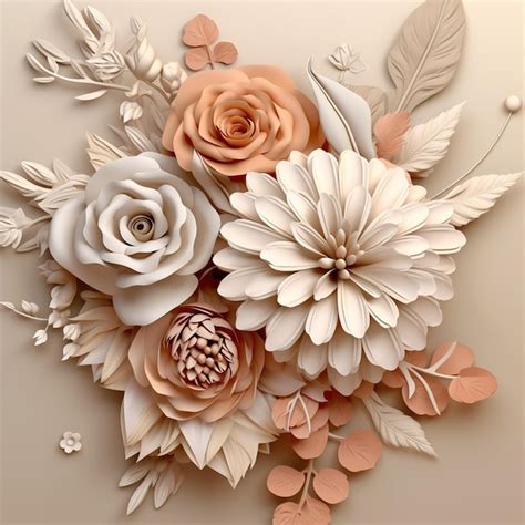 Premium Ai Image Flowers In Volumetric Style Floral Elements Or Wallpaper Design Prints And