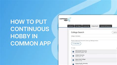 how to put continuous hobby in common app
