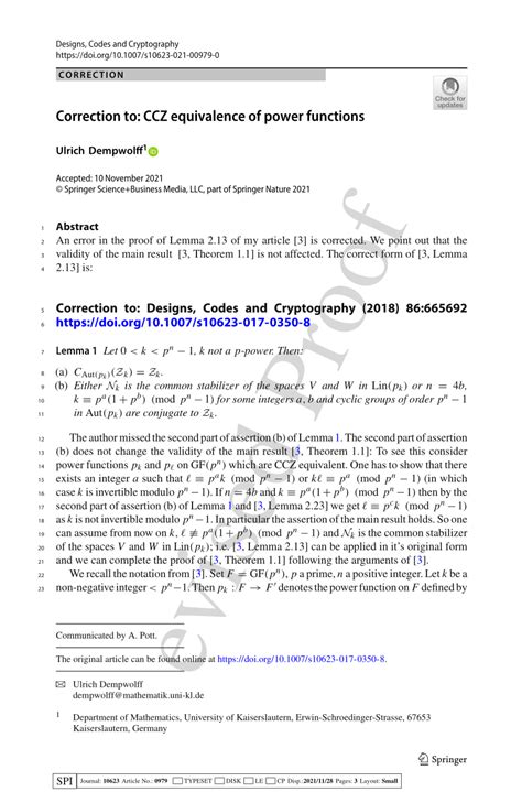 Pdf Ccz Equivalence Of Power Functions