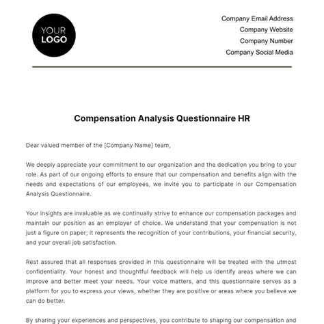 Free Compensation Analysis Questionnaire Hr Template To Edit Online