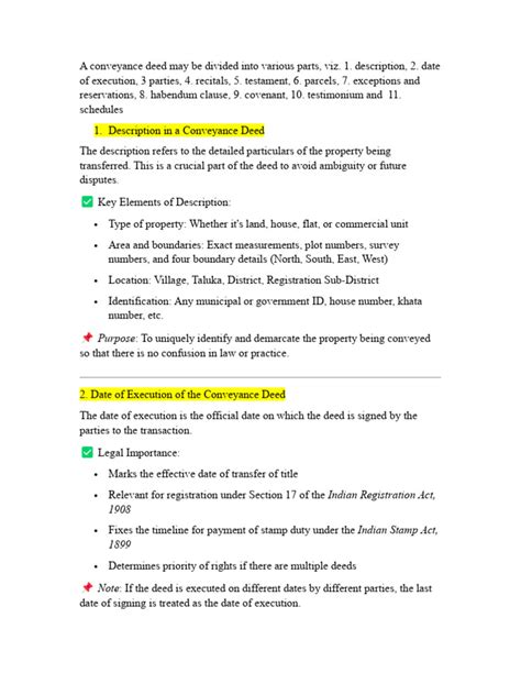 Components Of Conveyance Deed Pdf Deed Conveyancing