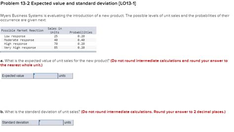 Solved Problem 13 2 Expected Value And Standard Deviation