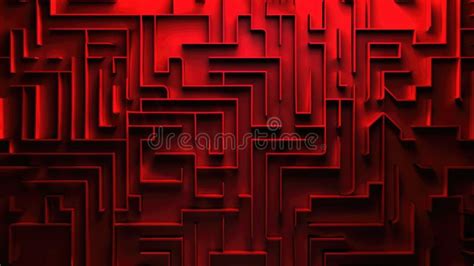 3d Red Labyrinth Maze Concept Of Challenge Complexity And Problem Solving Strategy Stock