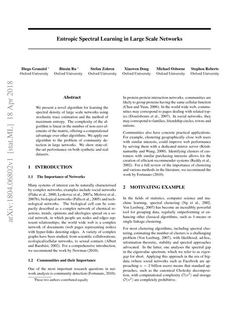 Entropic Spectral Learning In Large Scale Networks Deepai