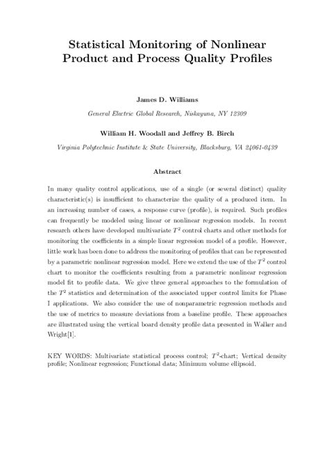 pdf statistical monitoring of nonlinear product and process quality