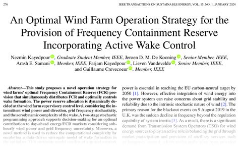 An Optimal Wind Farm Operation Strategy For The Provision Of Frequency Containment Reserve