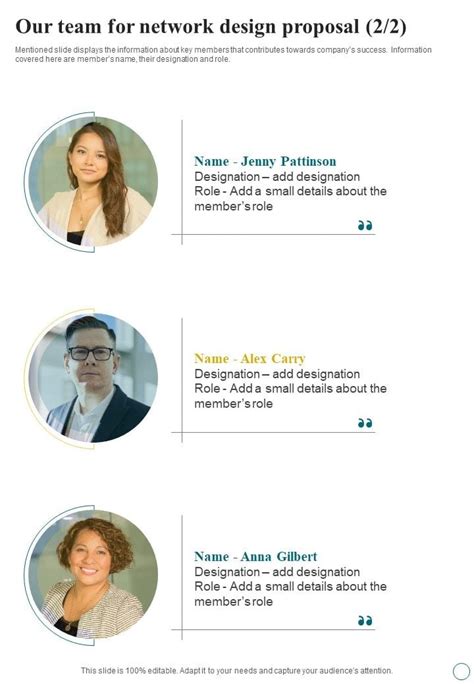 Our Team For Network Design Proposal One Pager Sample Example Document