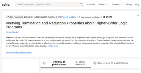 Citation Report Verifying Termination And Reduction Properties About