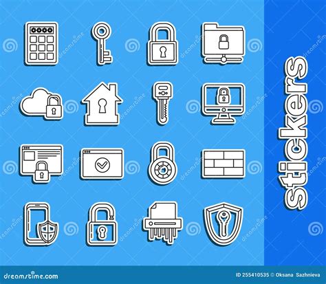 set line shield with key bricks lock on computer monitor screen