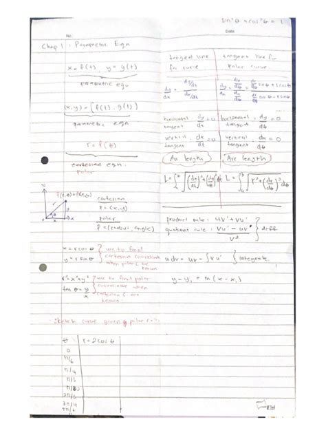 parametric equation notes pdf