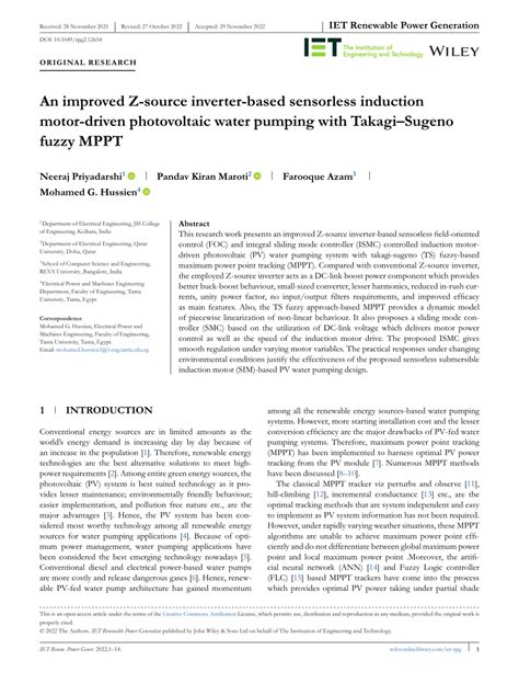 Pdf An Improved Z‐source Inverter‐based Sensorless Induction Motor