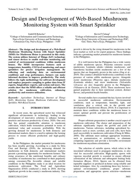 Design And Development Of Web Based Mushroom Monitoring System With