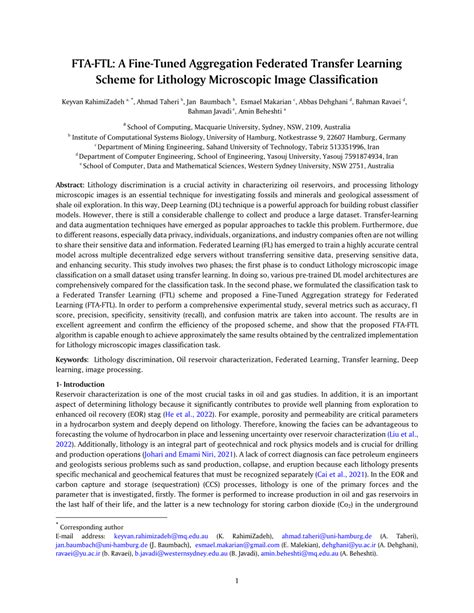 Pdf Fta Ftl A Fine Tuned Aggregation Federated Transfer Learning Scheme For Lithology
